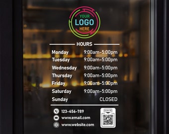 Store Hours Static, Store Hours Sign, Store Hours Sticker, Hours of ...