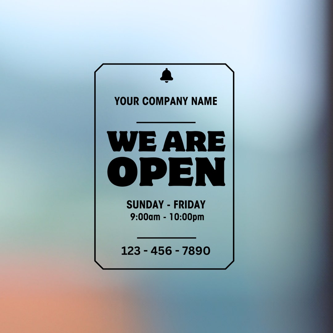 Store Hours Decal, Store Hours Sign, Store Hours Sticker, Hours of ...