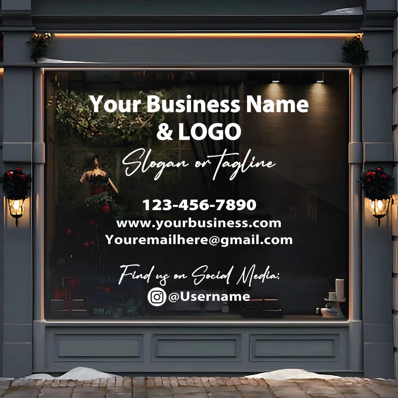 Personalized Business Logo Window Decal, Storefront Vinyl Sticker - Etsy
