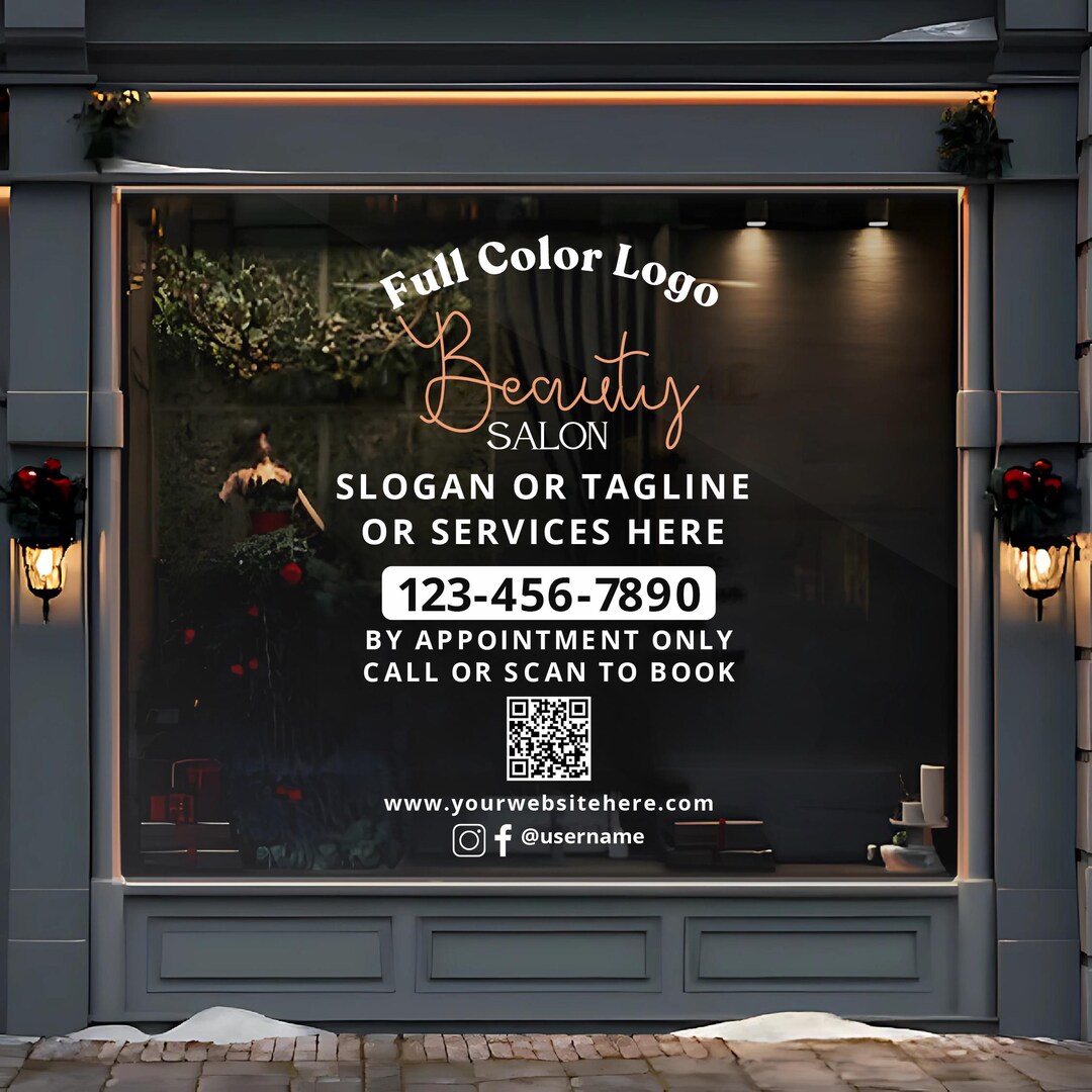 Custom Business Logo Window Decal: Storefront Vinyl Lettering - Etsy