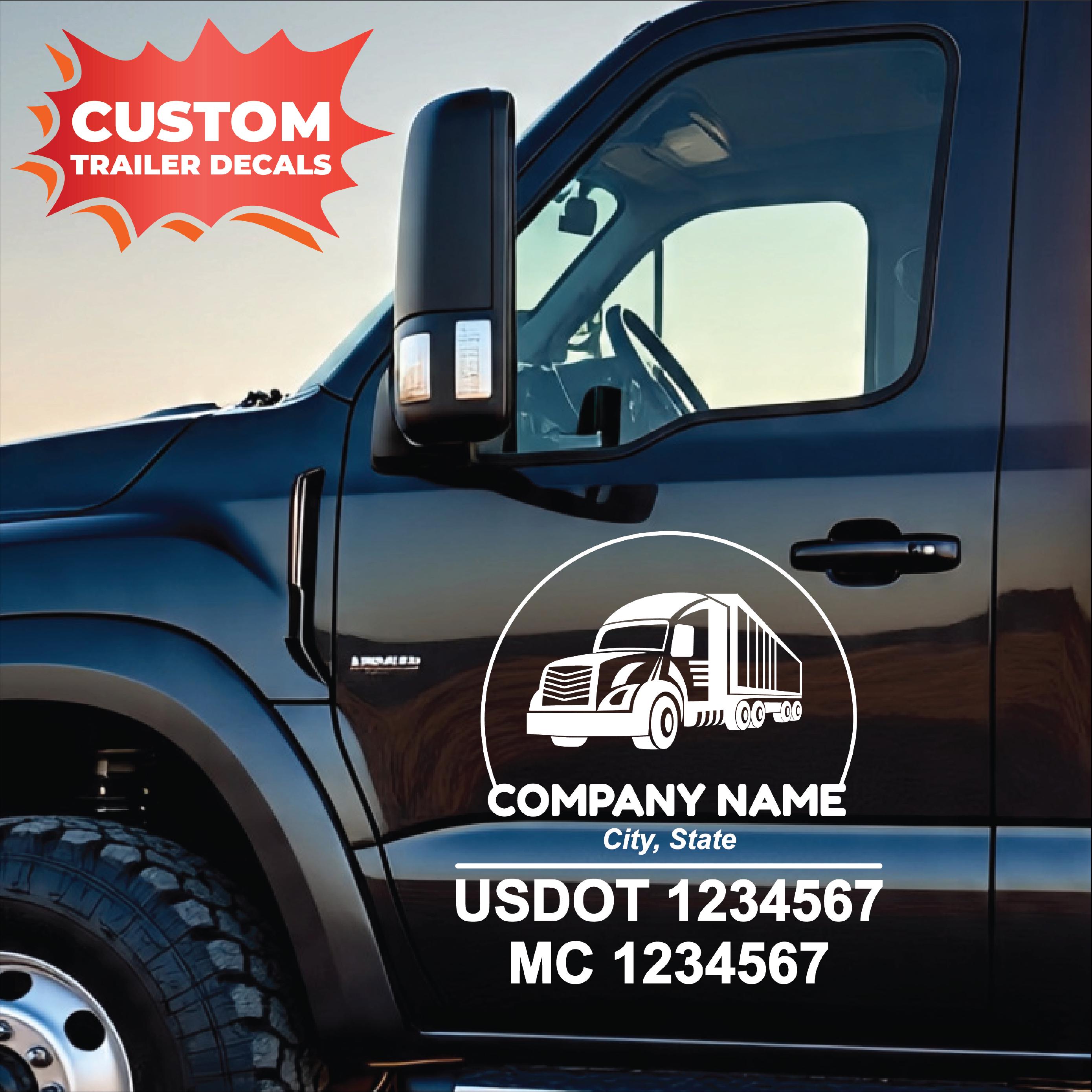 Custom US DOT Truck Decals - Weatherproof MC Number Stickers - Set of 2 ...