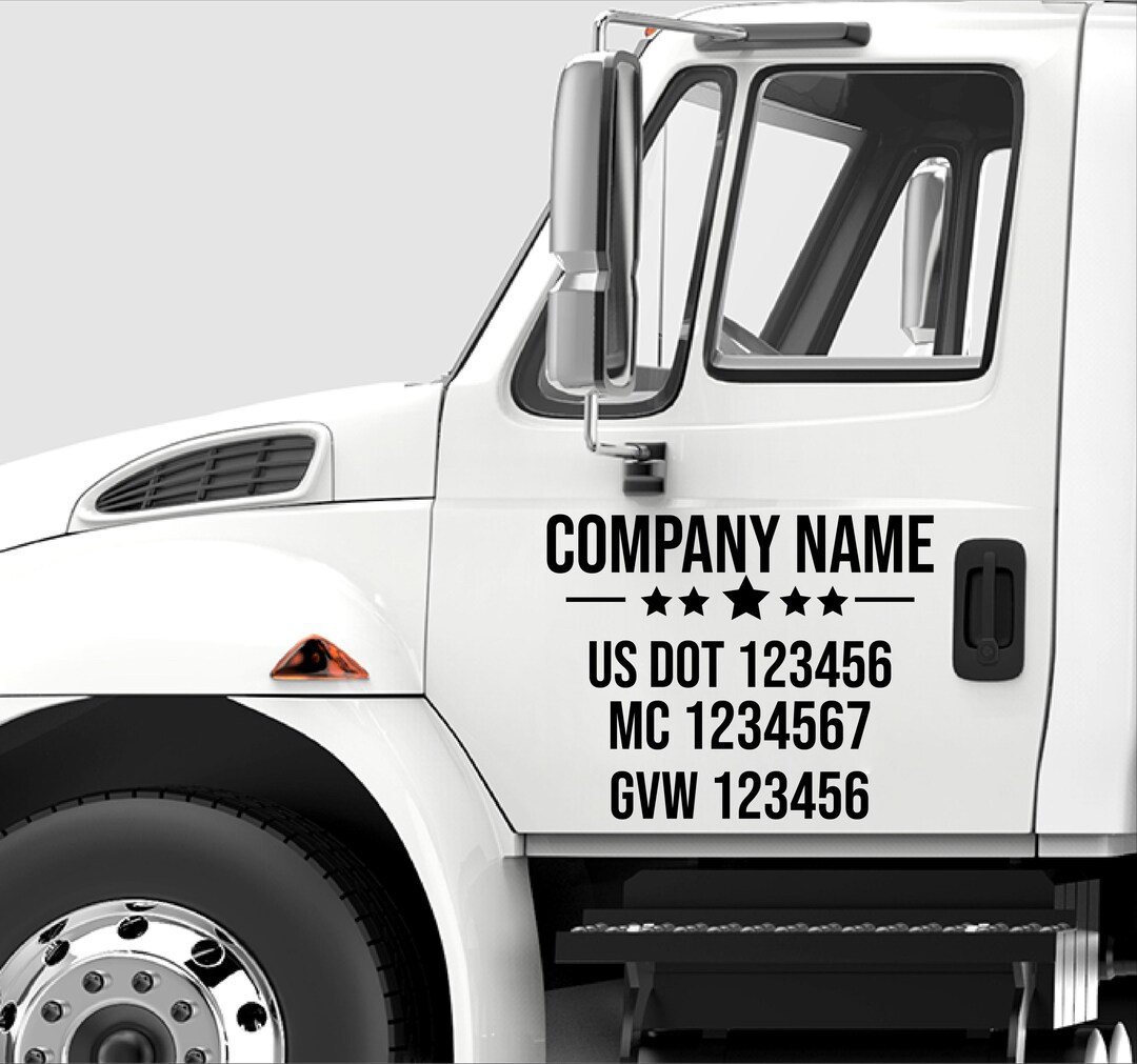 Custom Commercial Truck Decals - US DOT & MC Number - Pair of 2, Your ...