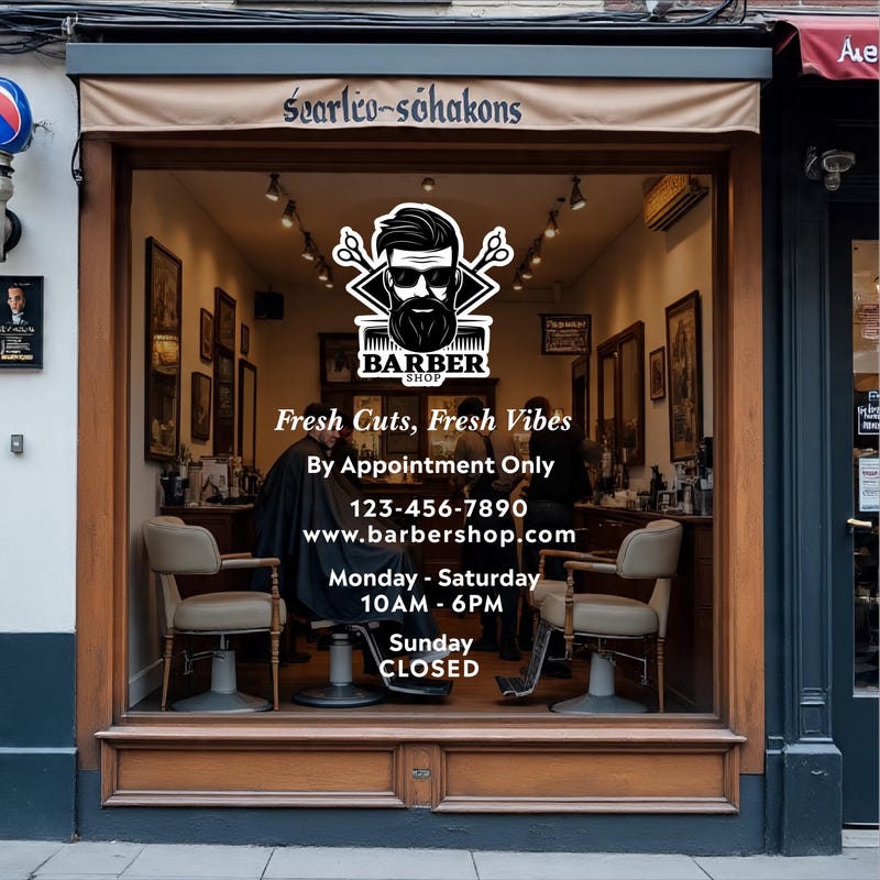 Barber Shop Windows Decals - Etsy