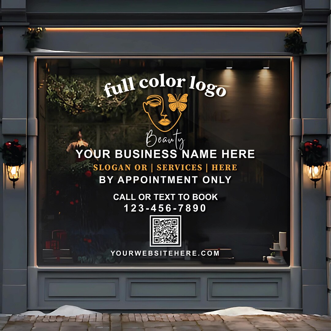 Premium Custom Business Logo Window Decal, Personalized Storefront ...