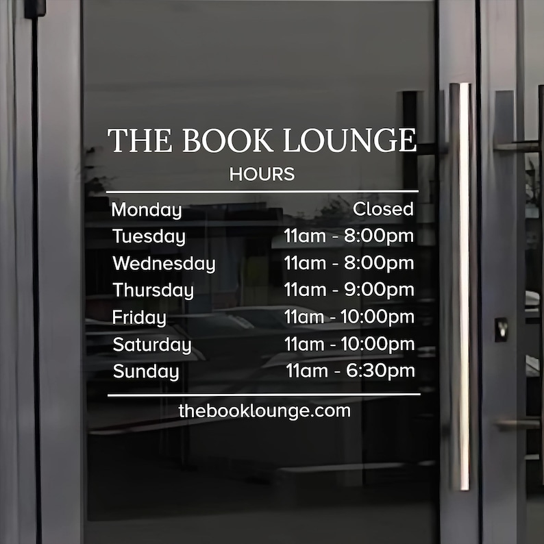 Custom Business Hours Vinyl Decal, Storefront Hours Sign, 6 Year ...