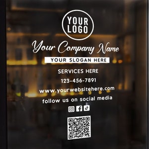 Business Door Sign- Logo Decal - 6 Year Outdoor Rating / QR Code Decal ...