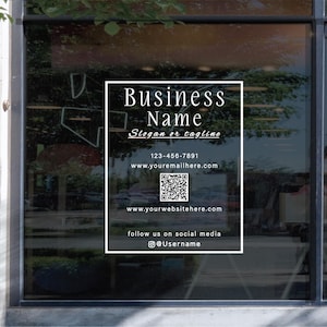 Personalized Business Window Decal, Custom Vinyl Decal With QR Code ...