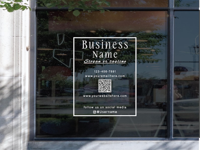 Personalized Business Window Decal, Custom Vinyl Decal With QR Code ...