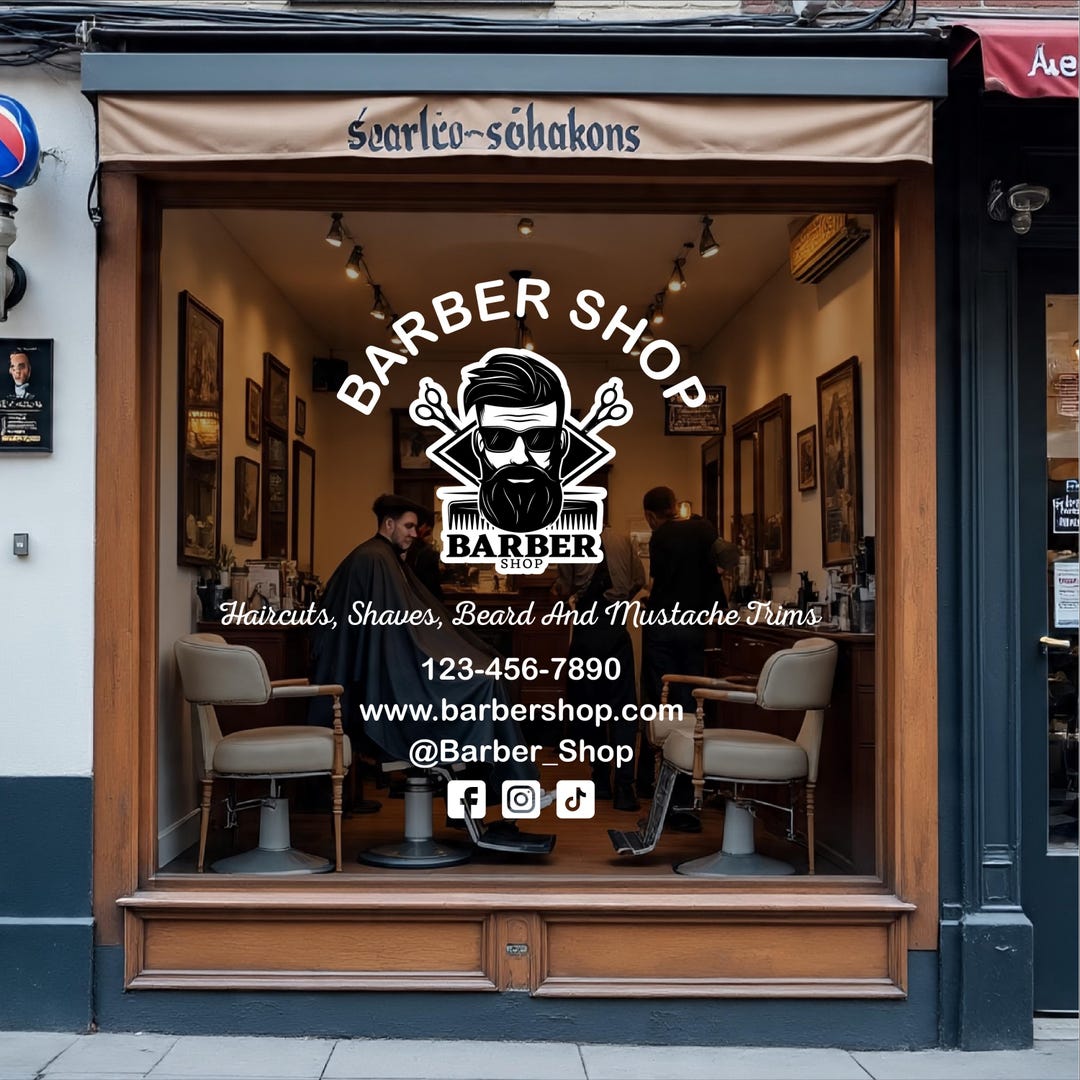 Custom Barber Shop Window Decal, Personalized Vinyl Lettering - Etsy