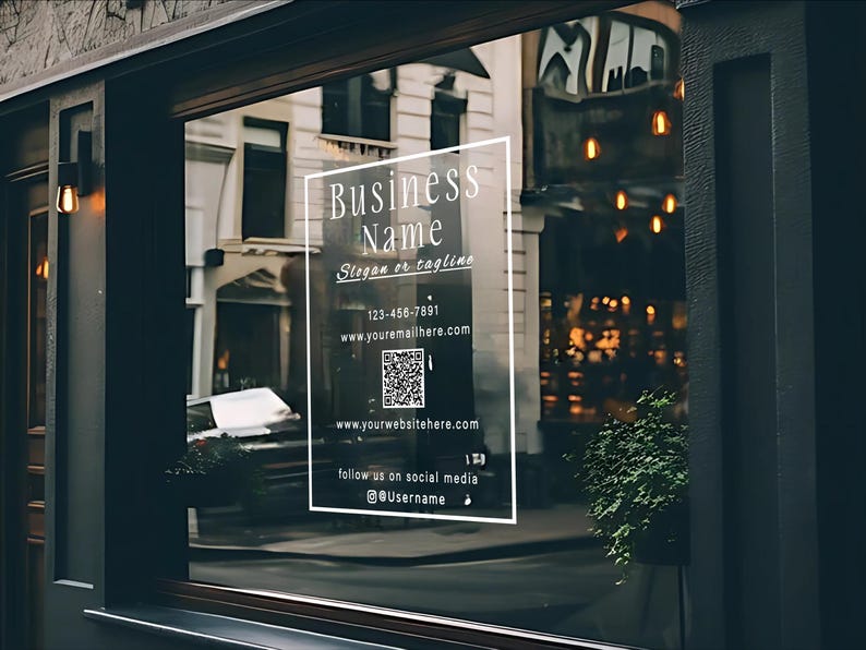 Personalized Business Window Decal, Custom Vinyl Decal With QR Code ...