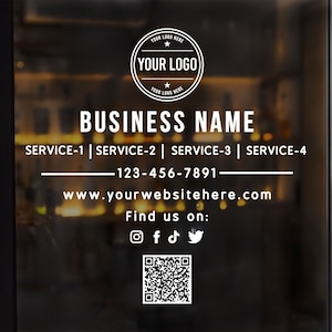 Personalized Business Window Decal, Custom Vinyl Decal, Storefront ...