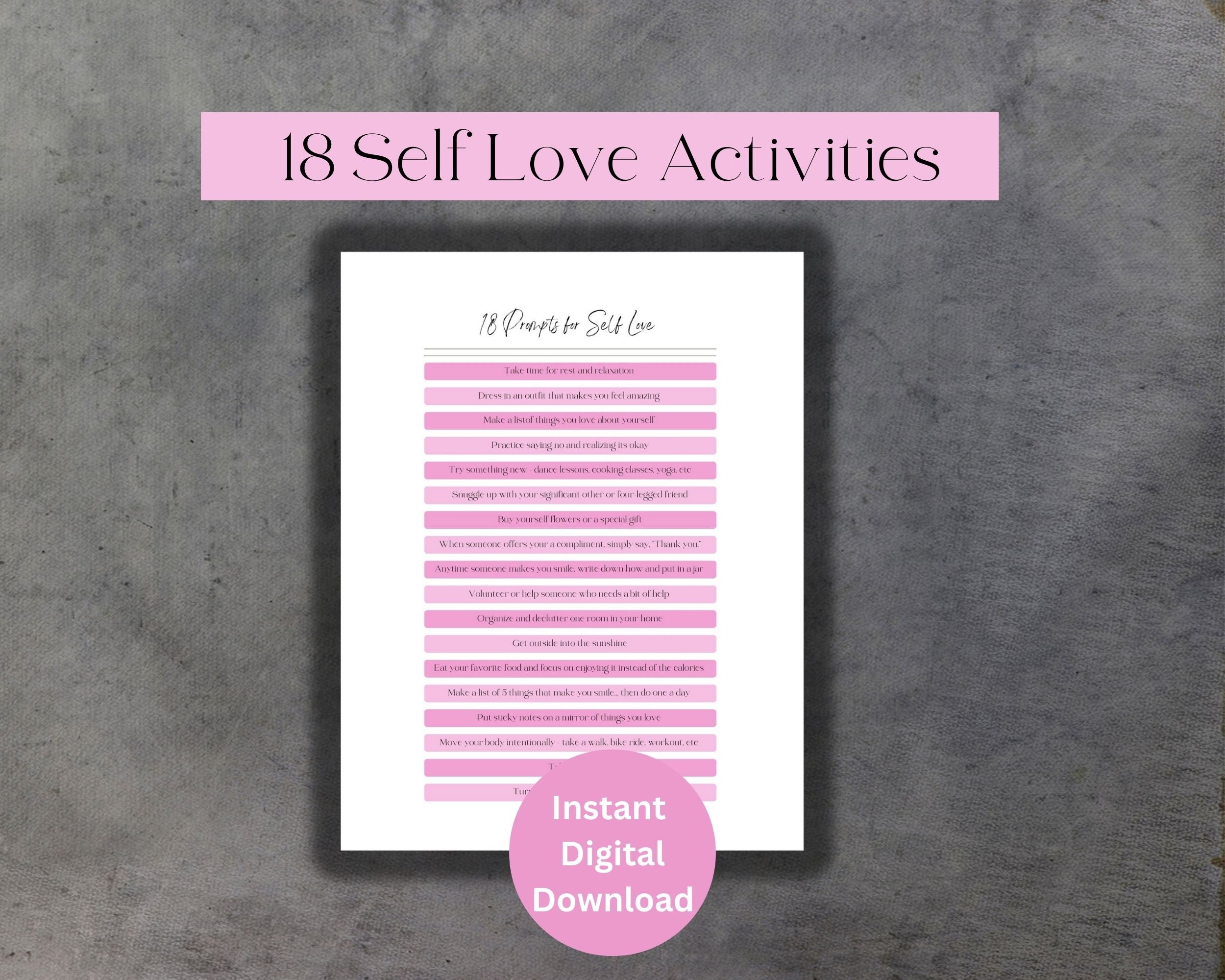 Self-love BUNDLE Digital Download Gratitude Worksheet Positive ...
