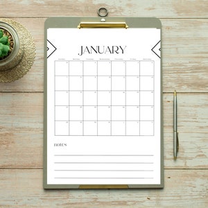 2024 Calendar PRINTABLE | Simple Design With Notes Area on Each Month - Etsy