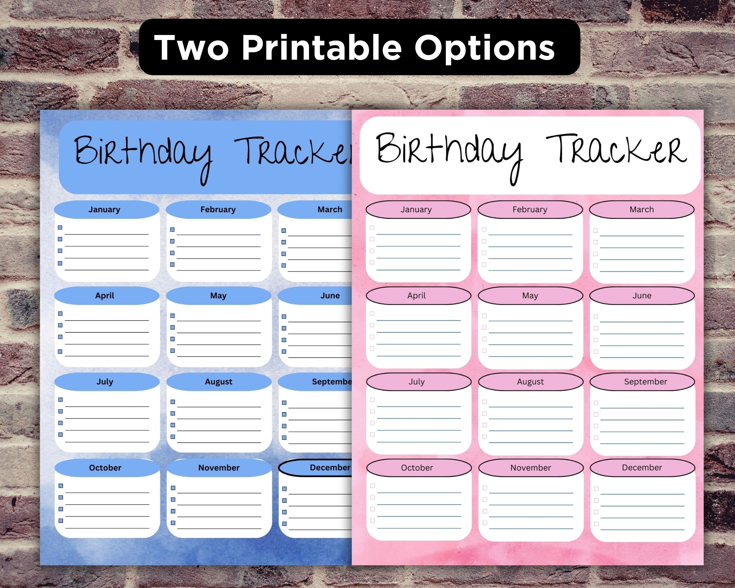 PRINTABLE Birthday Tracker - Etsy