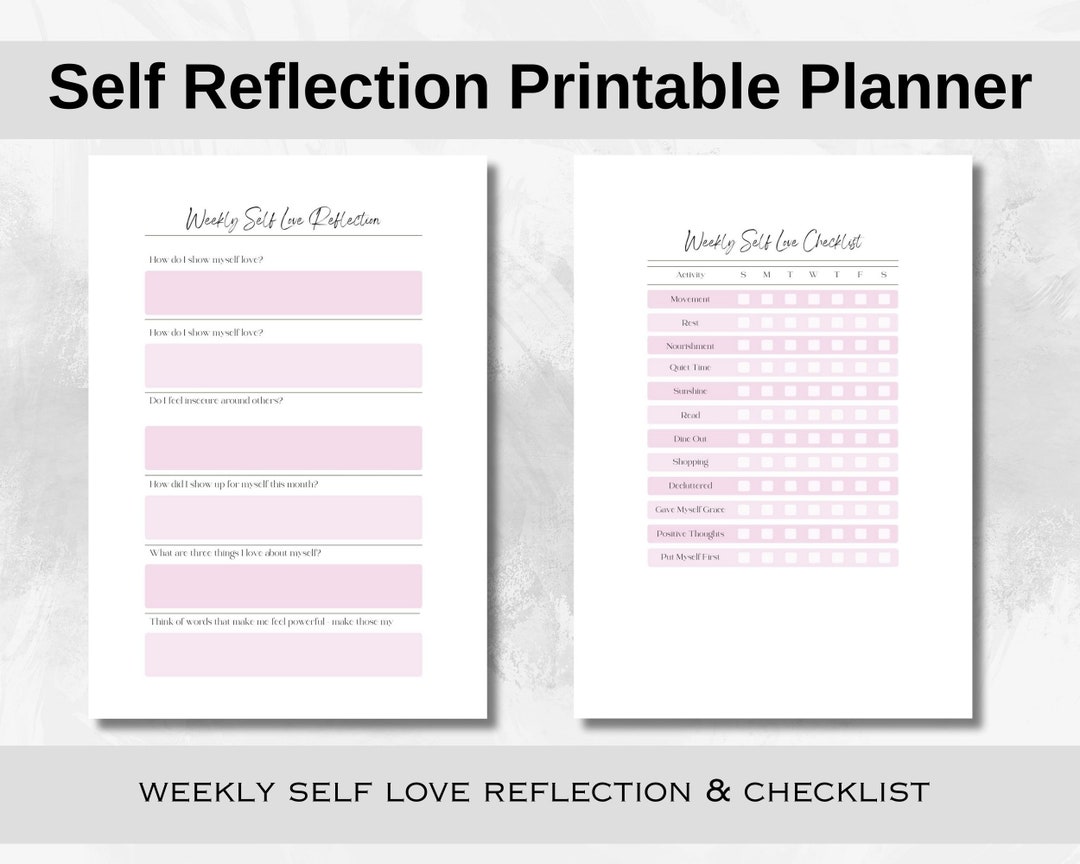 Self-care and Self Reflection Planner | Mental Health Prompts | Self ...