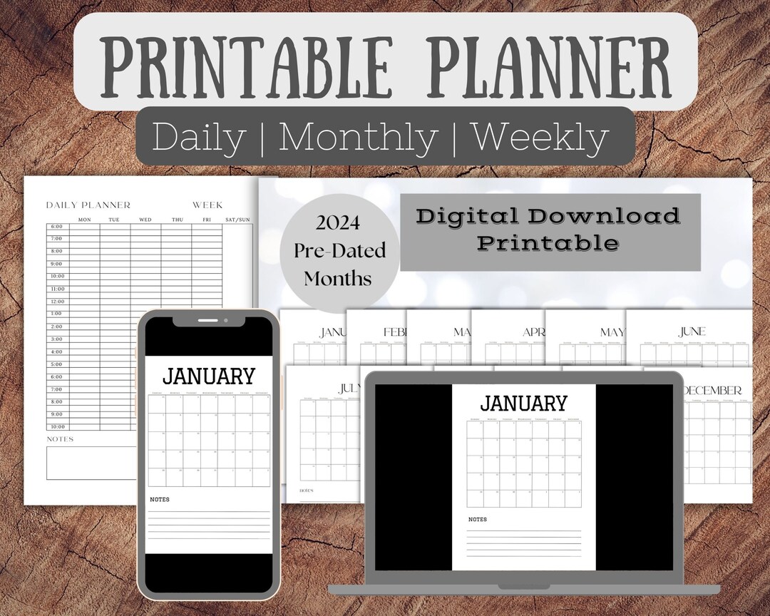 2024 Daily Planner PRINTABLE| Full Calendar Year | Appointment Tracker ...
