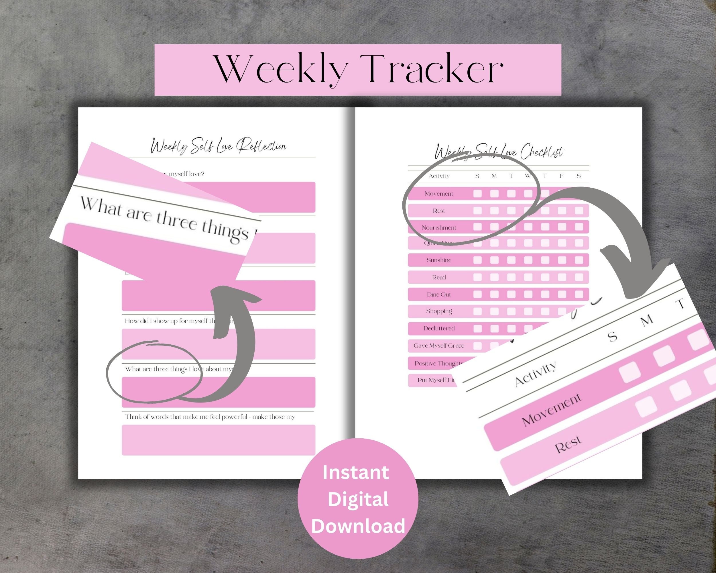 Self-love BUNDLE Digital Download Gratitude Worksheet Positive ...