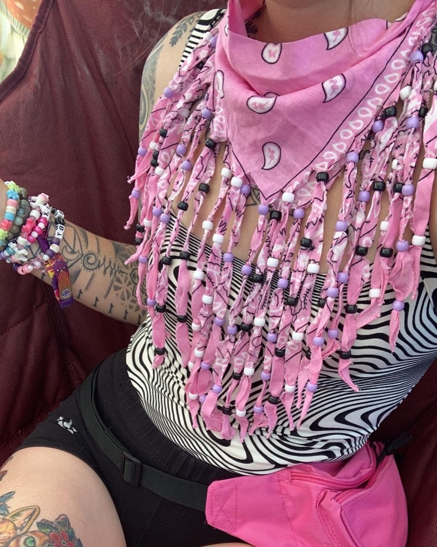 Rave Bandana / Festival Dust Mask With Bead Fringe - Etsy