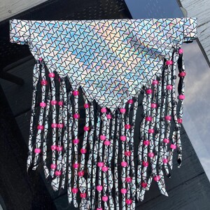Holographic Rave Bandana - Festival Bandana With Bead Fringe - Etsy