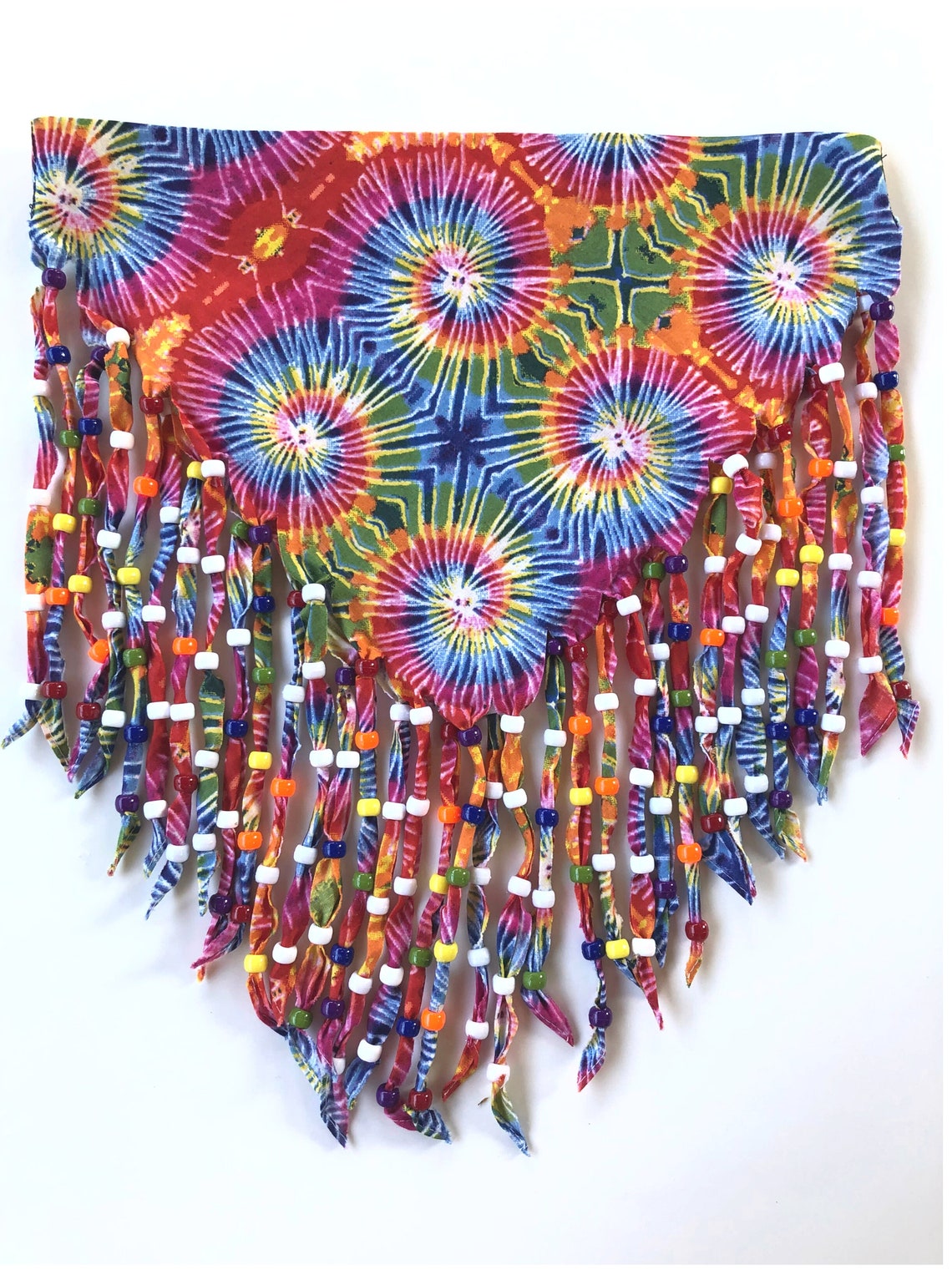 Tie Dye Rave Bandana / Festival Dust Mask With Beaded Fringe - Etsy