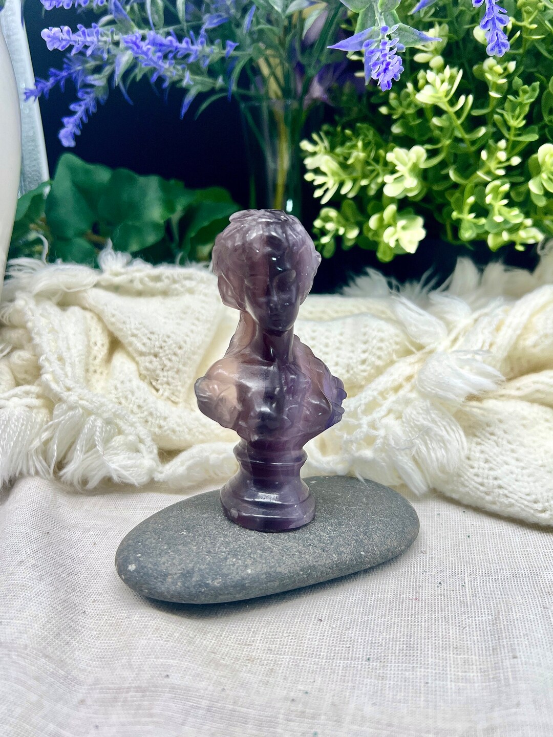 Fluorite Greek Head Bust, Goddess Statue, Figure Sculpture, Crystal ...