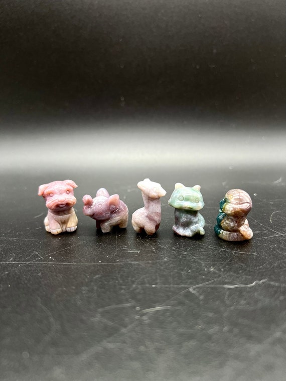 Cute Mini Animal Crystal Carvings Pastel Ocean Jasper Colors - Etsy