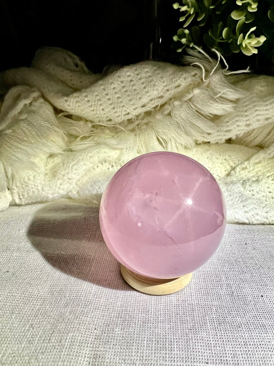 Star Rose Quartz Sphere Pink Crystal Ball Crystal Decor - Etsy
