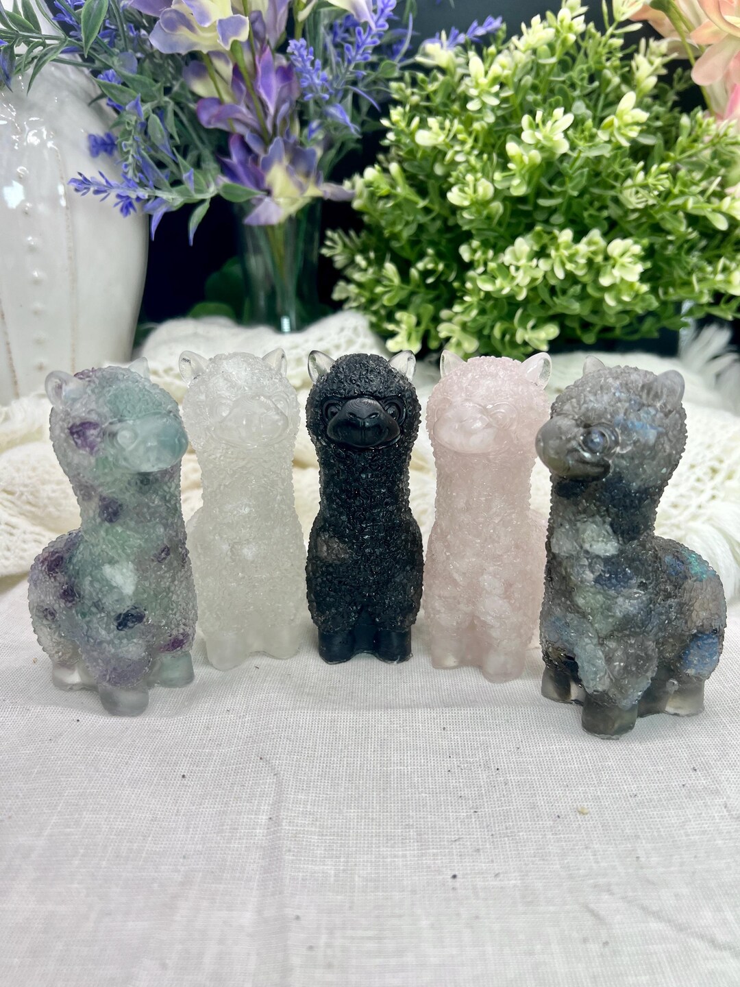 Llama Crystal Chip and Resin Figurine, Alpaca Farm Animal Decor, Animal ...