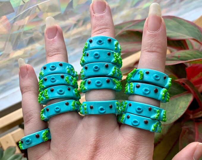 Blue Octopus Clay Ring Polymer Clay Animal Underwater Tentacles Beach ...