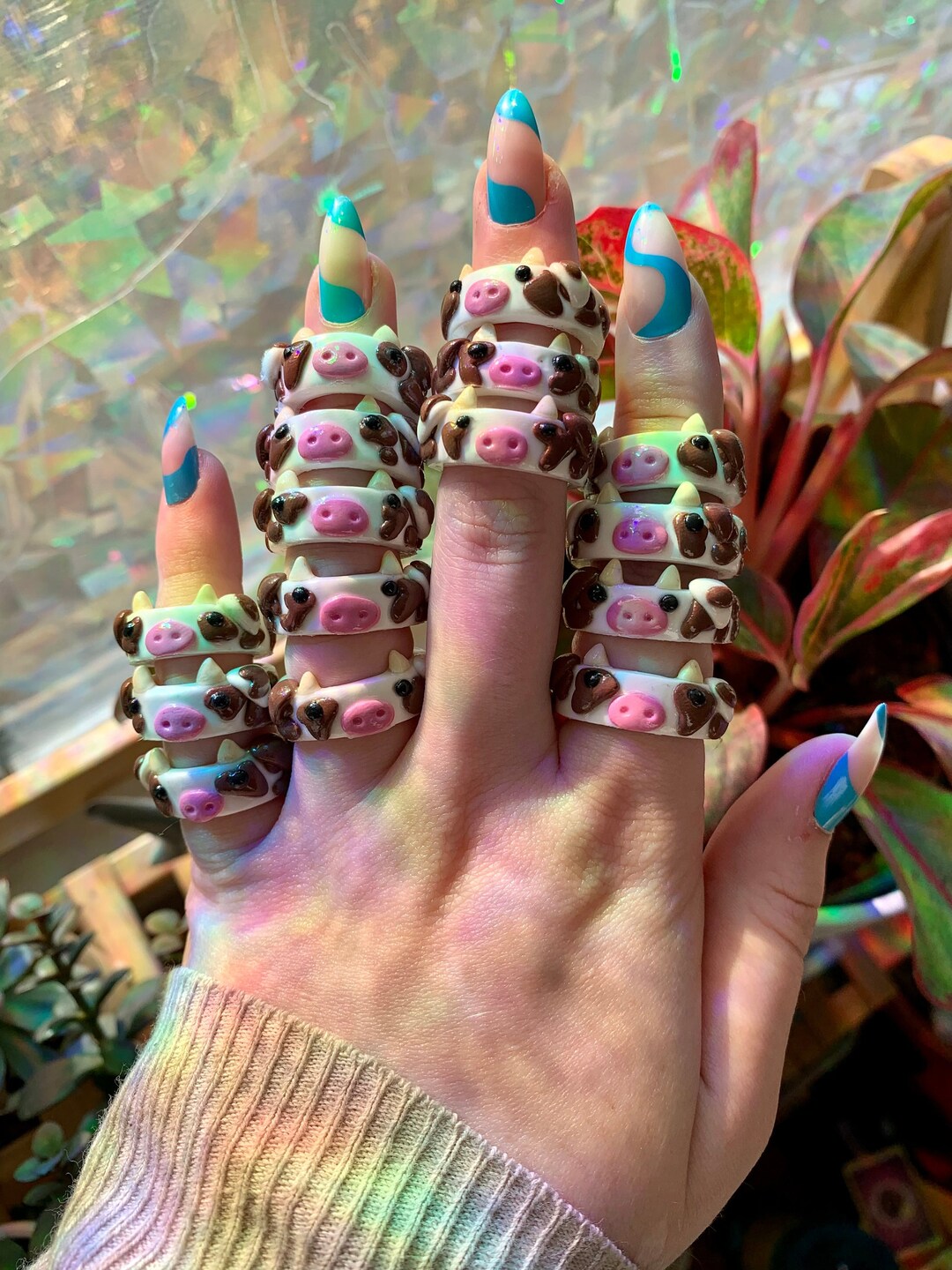 Chocolate Cow Clay Ring | Polymer Clay Statement Jewelry Brown ...