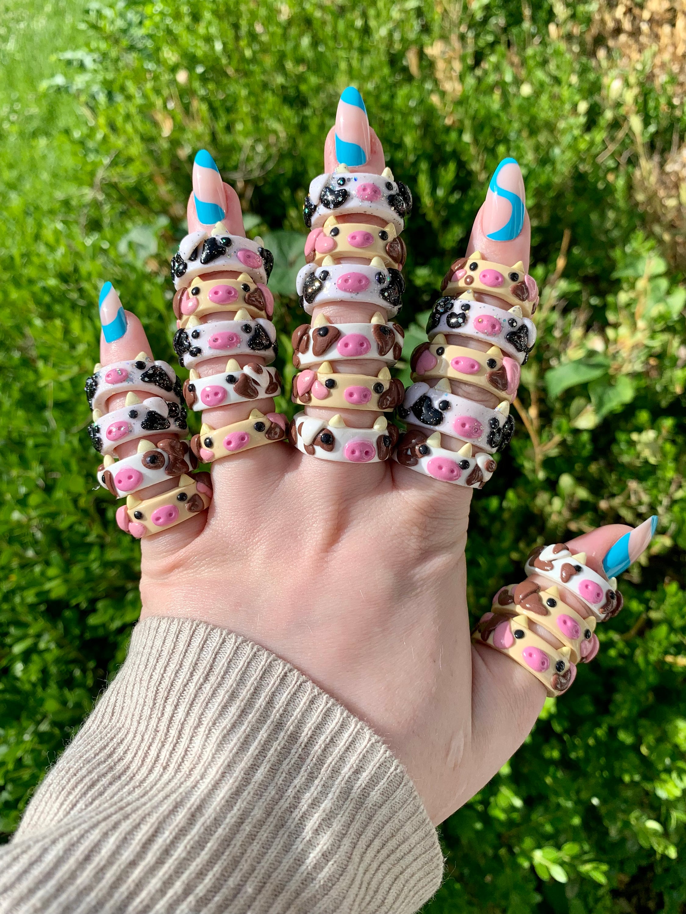 Neapolitan Cow Clay Ring Polymer Clay Aesthetic Statement - Etsy