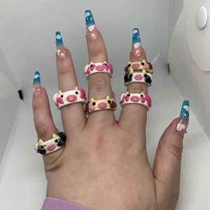Neapolitan Cow Clay Ring | Polymer Clay Aesthetic Statement Jewelry ...