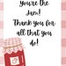 Teacher Appreciation Gift Tag and Sign You're the Jam Instant Download ...