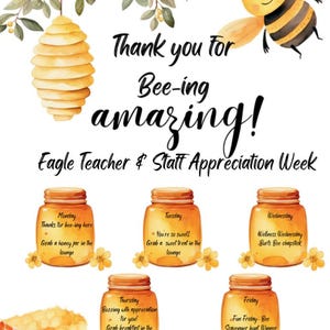 Bee Theme Teacher and Staff Appreciation Week Flyer Editable Printable ...
