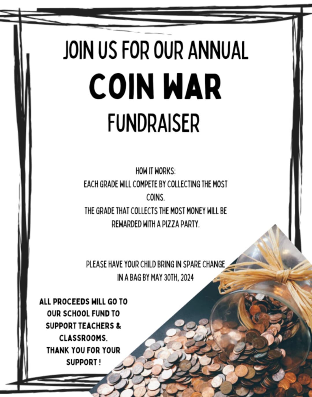 School Fun Fundraiser Idea Coin Wars Change Instant Download and ...