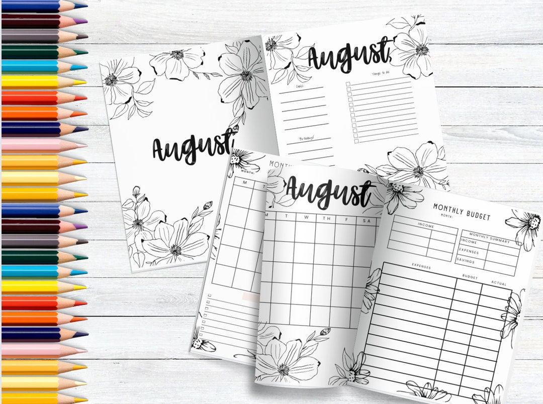 Adult Coloring Planner Instant Download Printable - Etsy