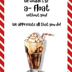 Teacher Appreciation Gift Tag and Sign Root Beer Soda Float Instant ...