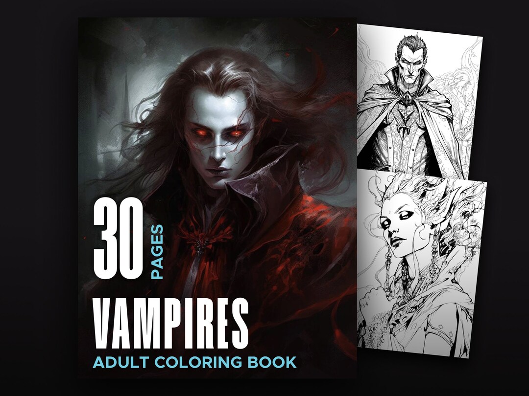 Vampires Adult Coloring Book 30 Printable Digital Download Gothic Adult ...