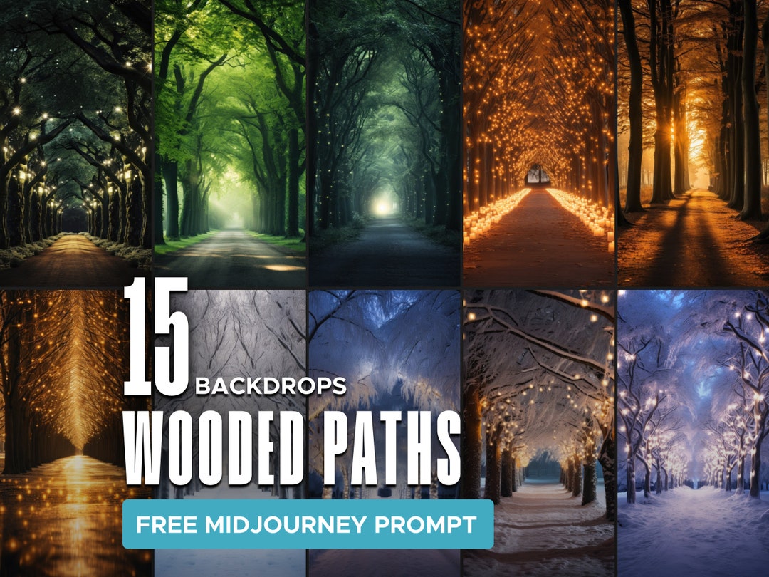 15 Wooded Path Backdrops Bundle Photoshop Overlays, Whimsical Backdrop ...