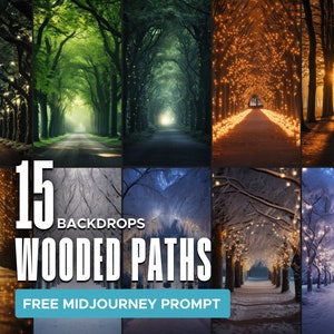 15 Wooded Path Backdrops Bundle Photoshop Overlays, Whimsical Backdrop ...