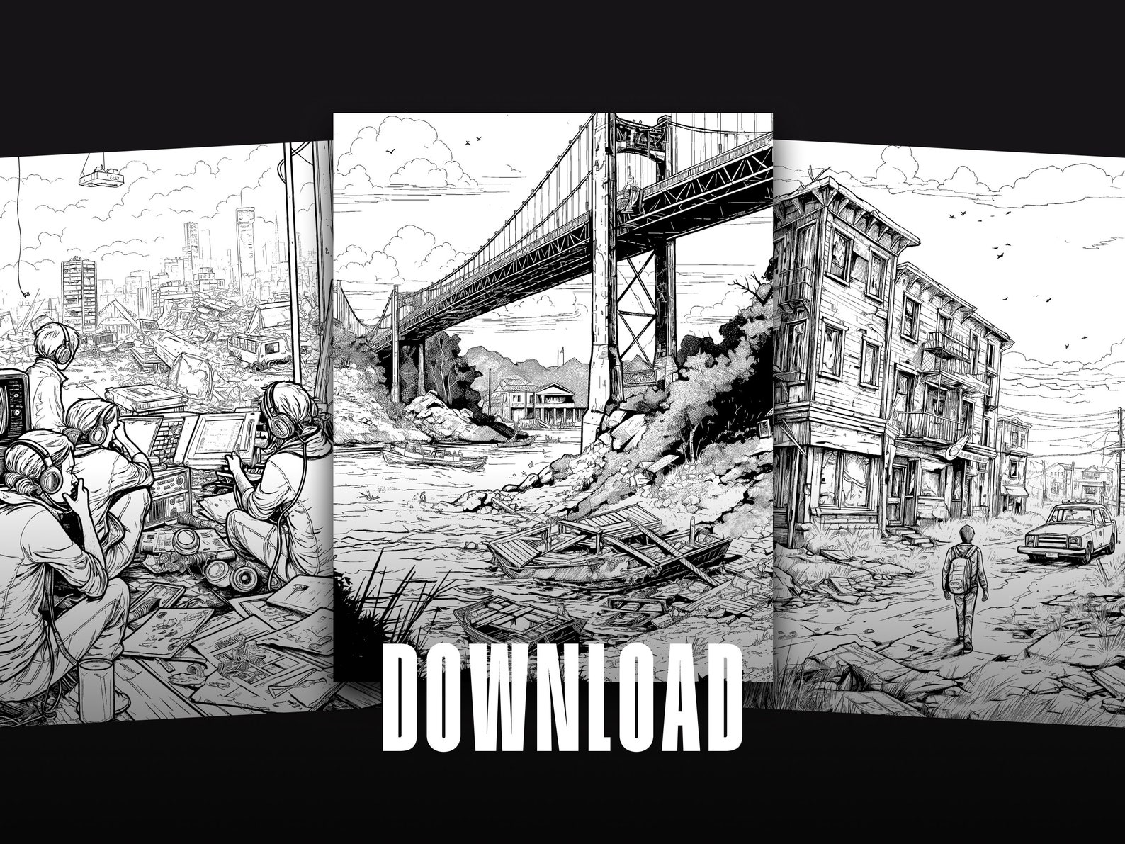 Post-apocalyptic Adult Coloring Book 30 Printable Digital Download ...