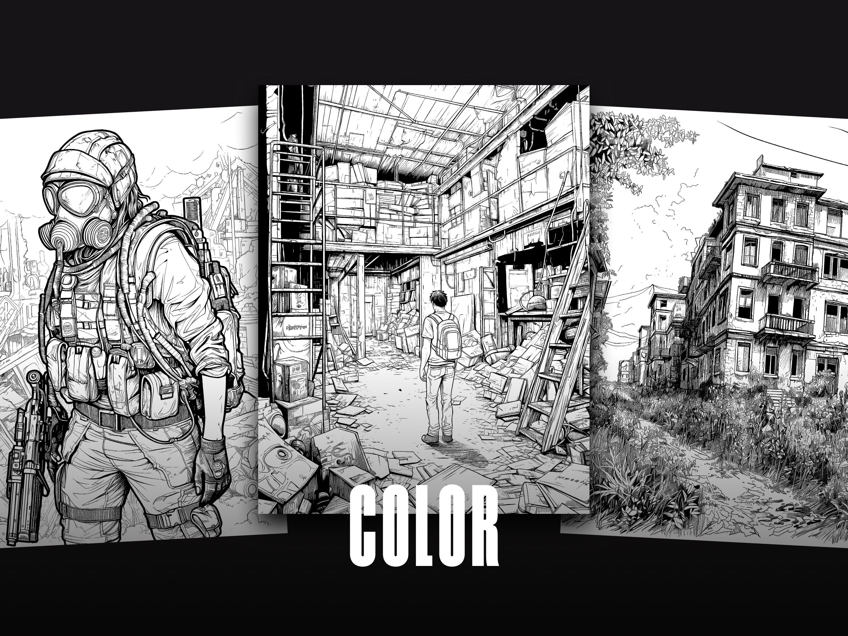 Post-apocalyptic Adult Coloring Book 30 Printable Digital Download ...