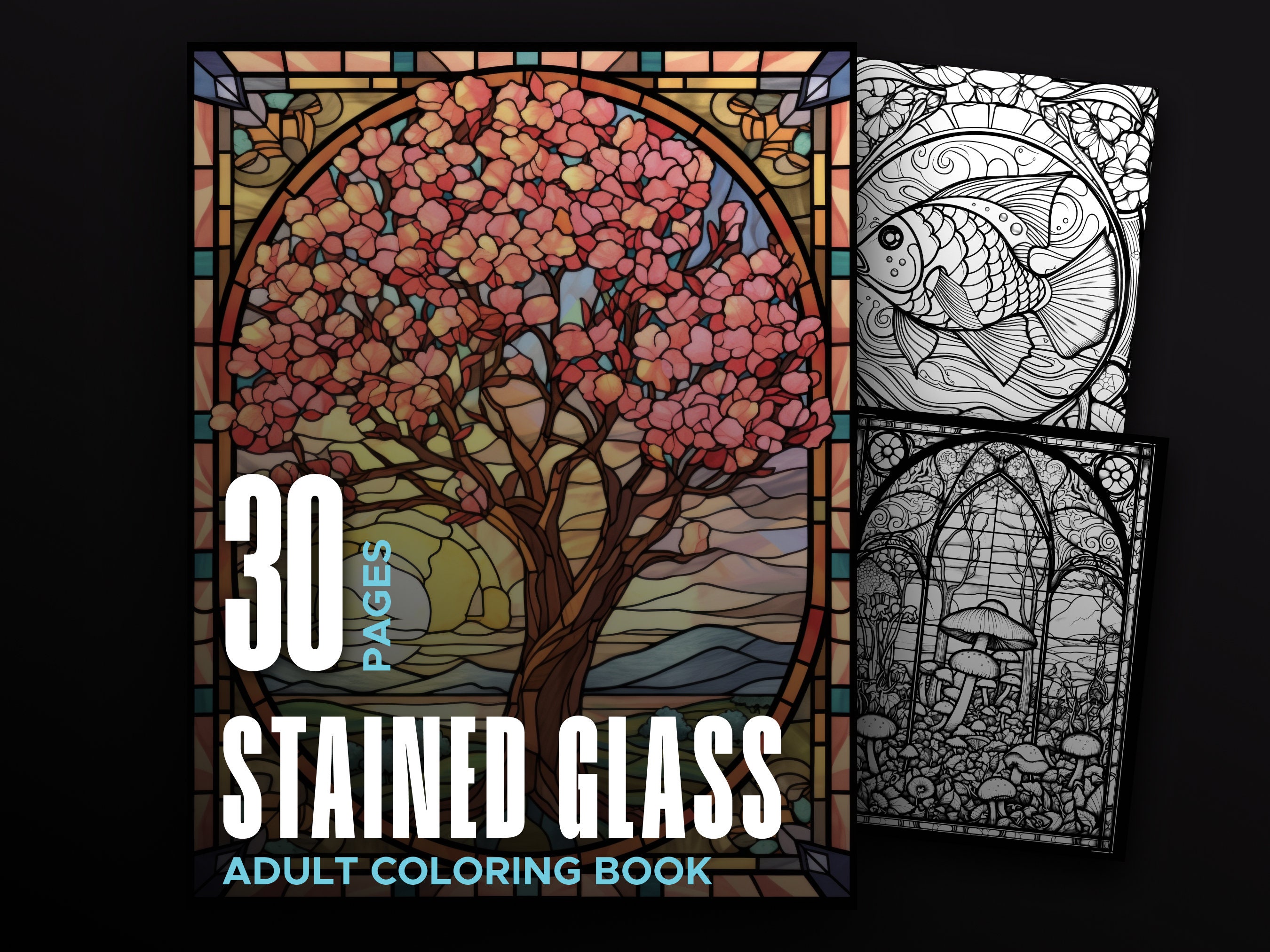 Stained Glass Adult Coloring Book 30 Printable Digital Download Stained ...