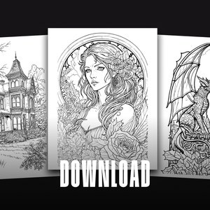 Gothic Adult Coloring Book - 30 Printable Digital Download Gothic Adult ...