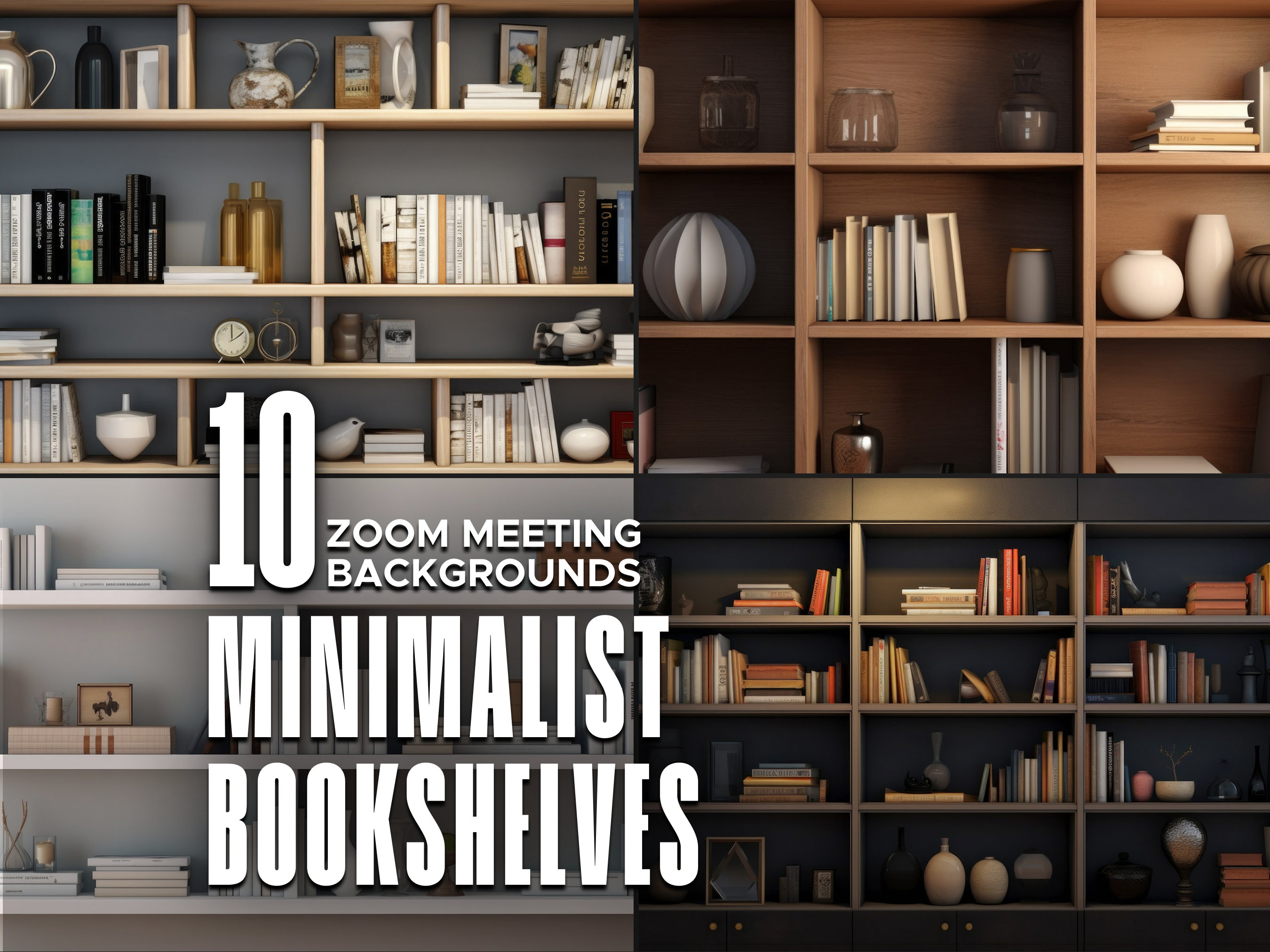 10 Minimalist Bookshelf Zoom Backgrounds Realistic Virtual Backgrounds ...