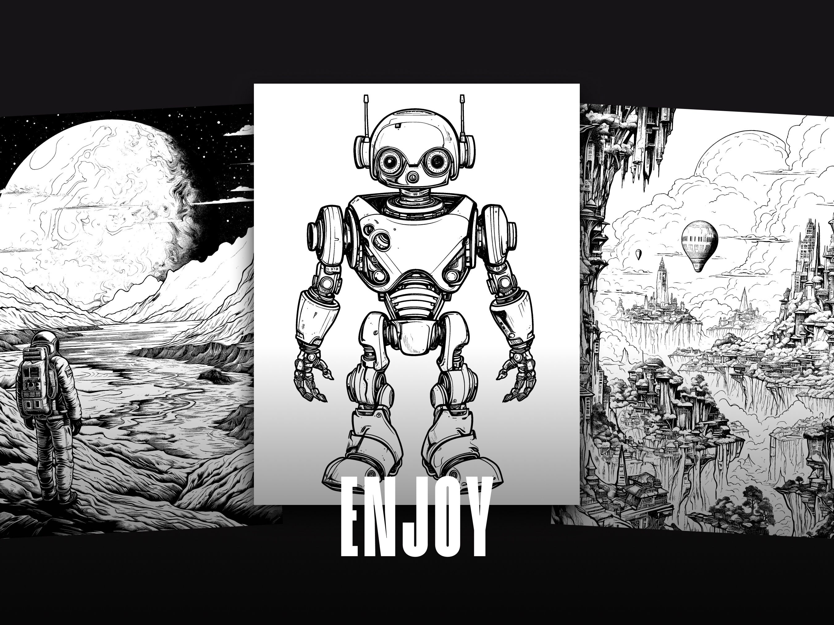 Sci Fi Adult Coloring Book 30 Printable Digital Download Etsy