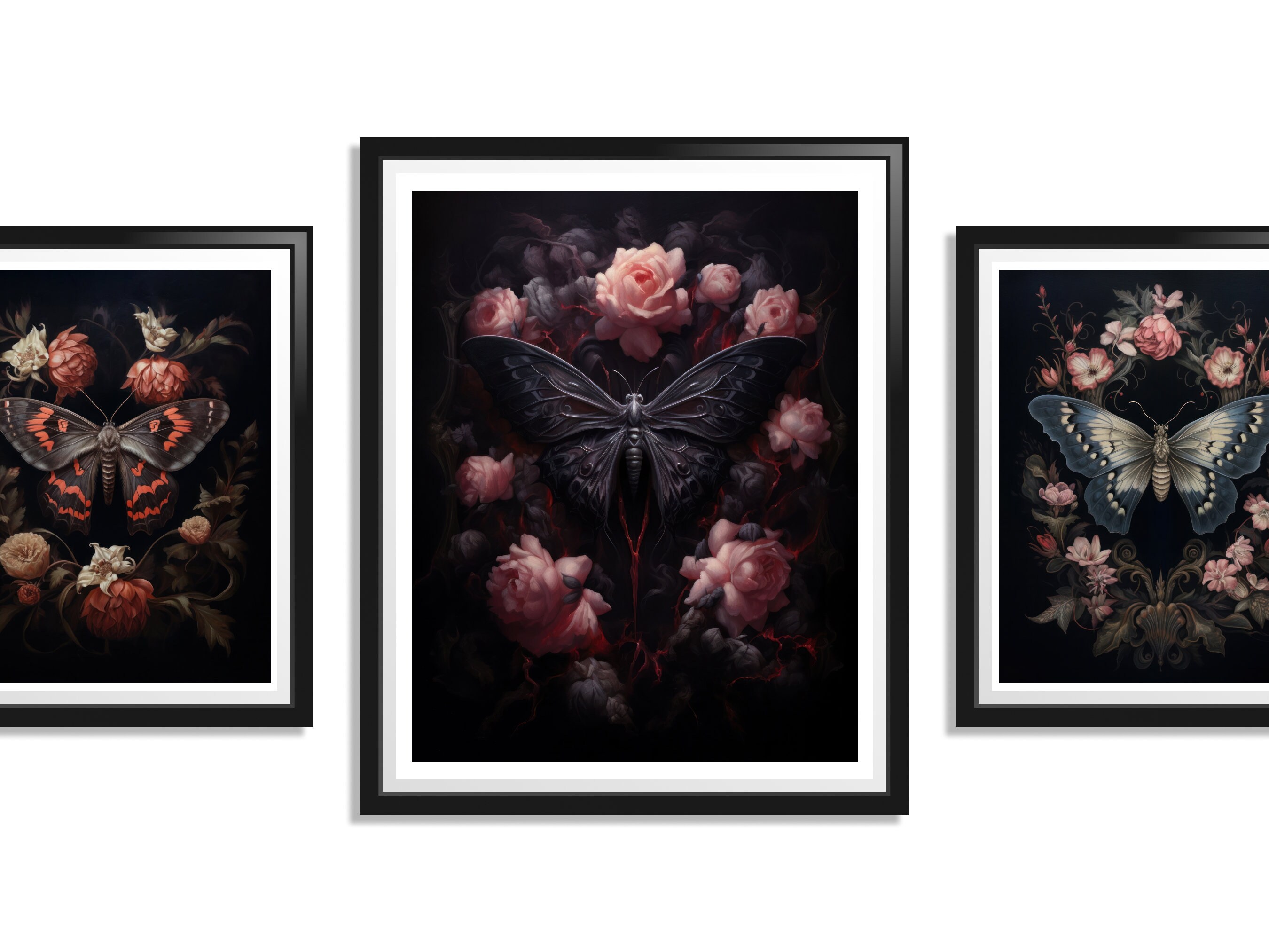Dark Moth Art Set 10 Printable Gothic Insect Prints, Witchy Room Decor ...