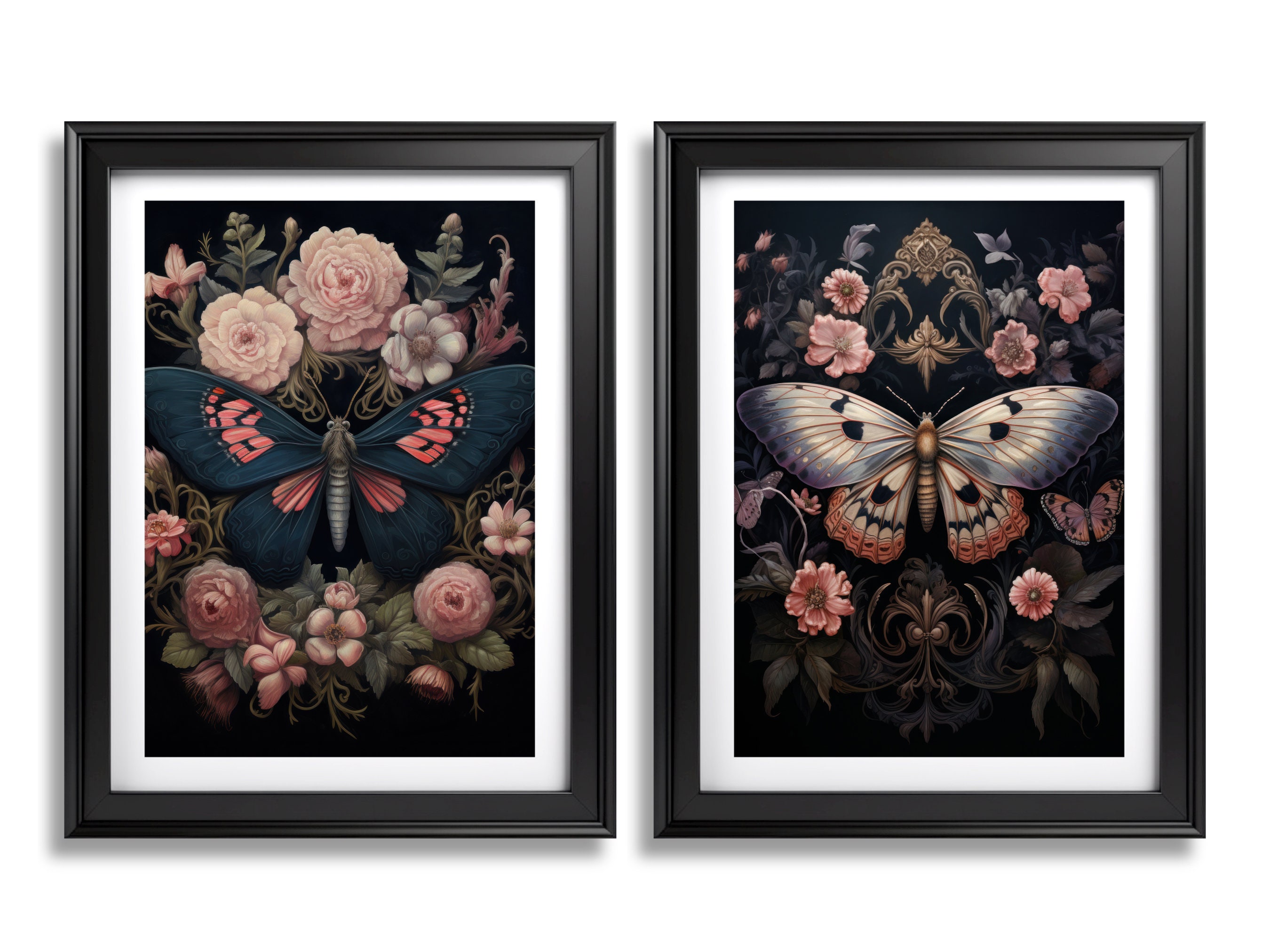 Dark Moth Art Set 10 Printable Gothic Insect Prints, Witchy Room Decor ...