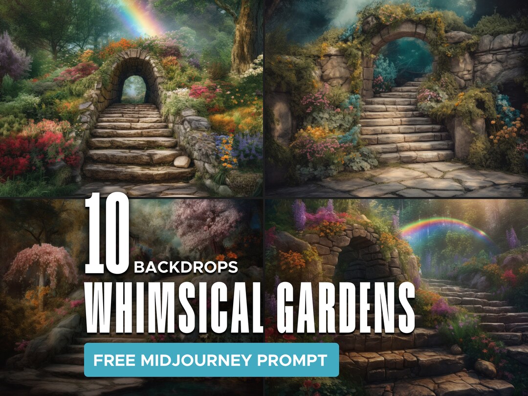 10 Whimsical Garden Backdrops Bundle - Photoshop Overlays, Whimsical ...
