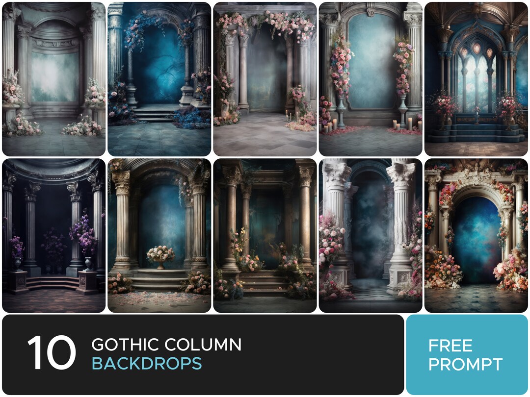 10 Gothic Column Backdrops Bundle Digital Overlays Studio - Etsy